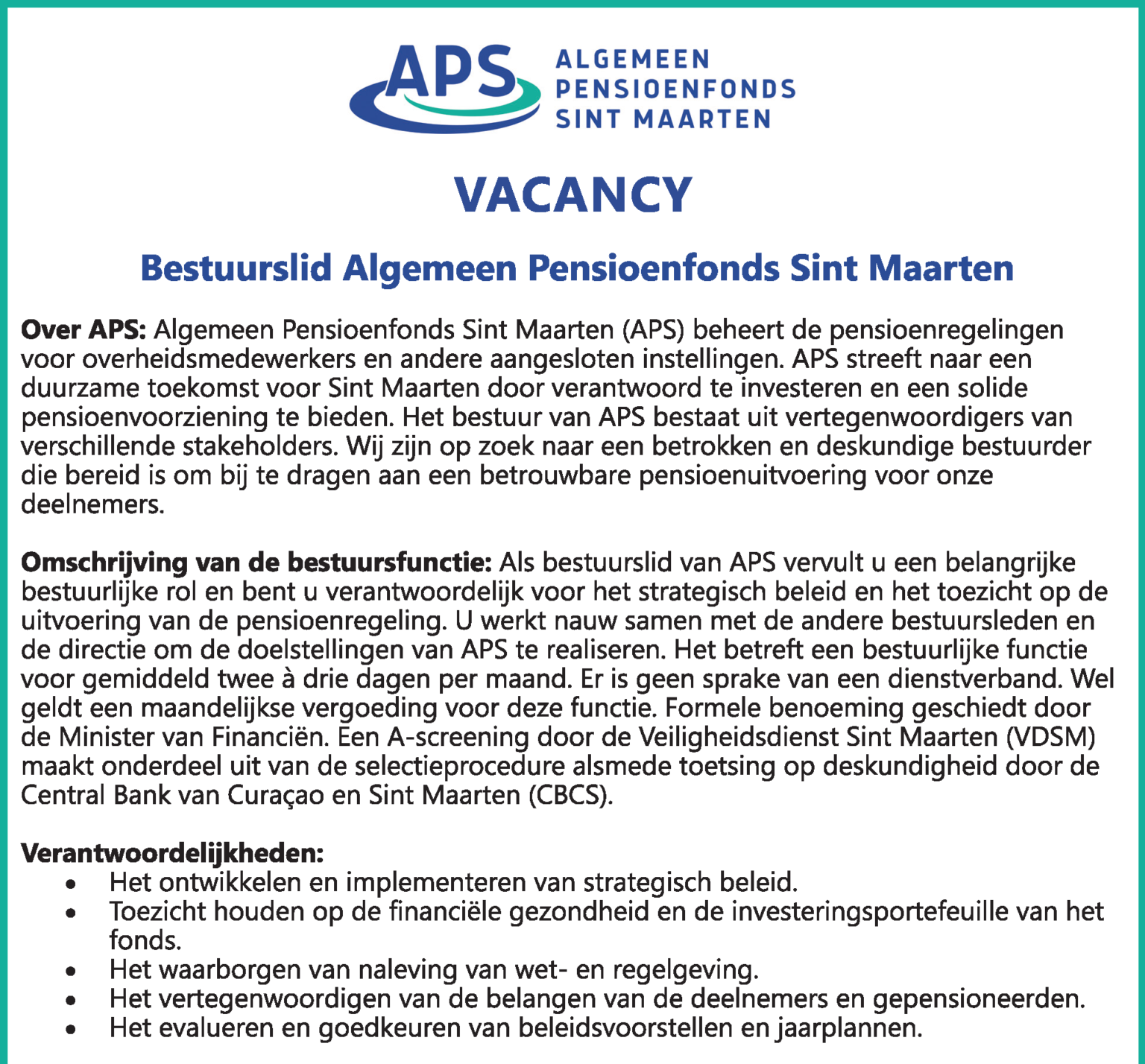 APS – Algemeen Pensioenfonds Sint Maarten